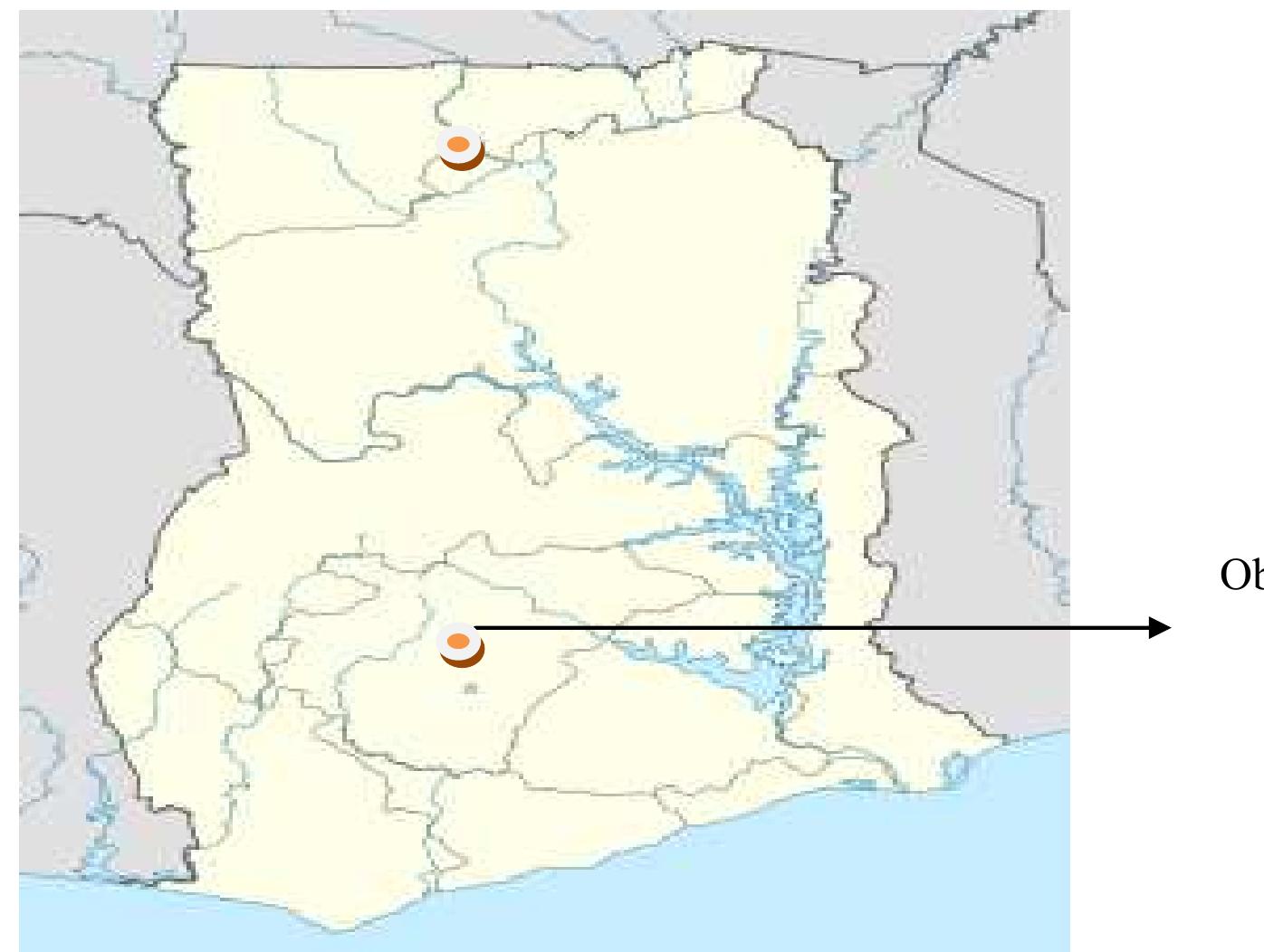 (above): a map layout of the location of obuasi gold mine on