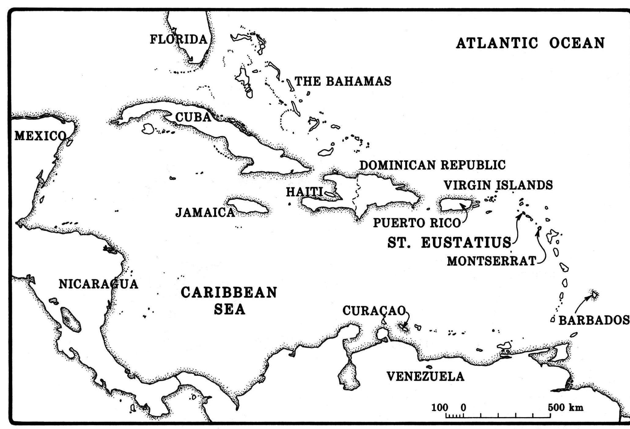 Map of the circum-caribbean region showing the location of