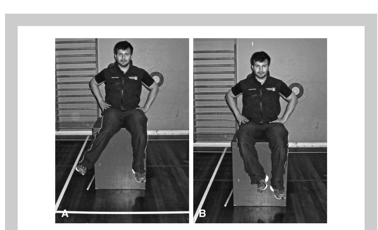 A) hip internal rotation. b) hip external rotation