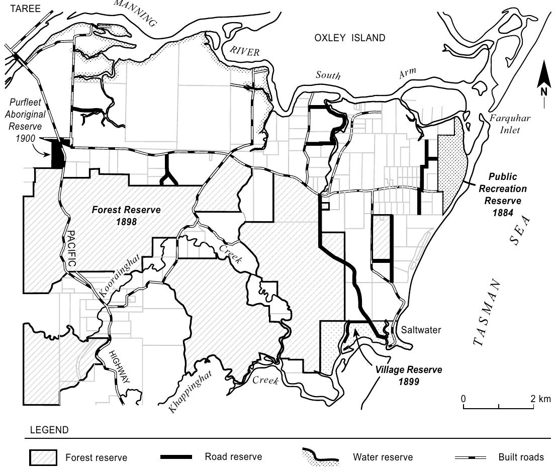 Map of bohnock parish showing cadastral grid and various