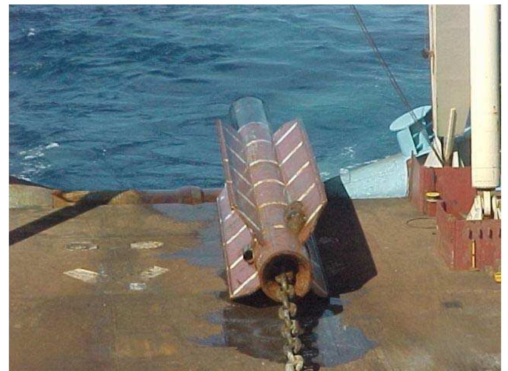 Example of a torpedo anchor; this version of the torpedo is