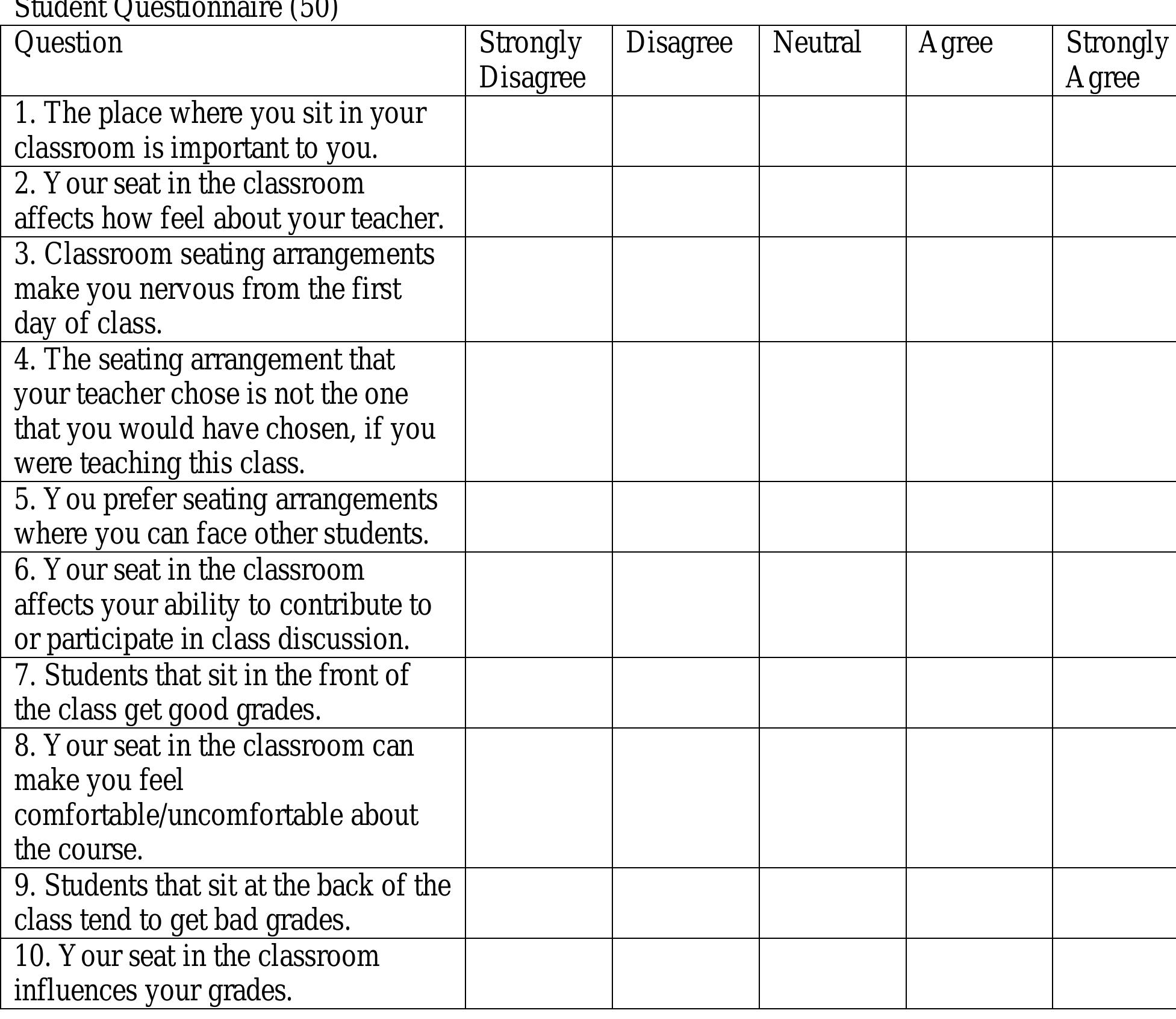 (PDF) The Effectiveness of Classroom Seating Arrangements on Student ...