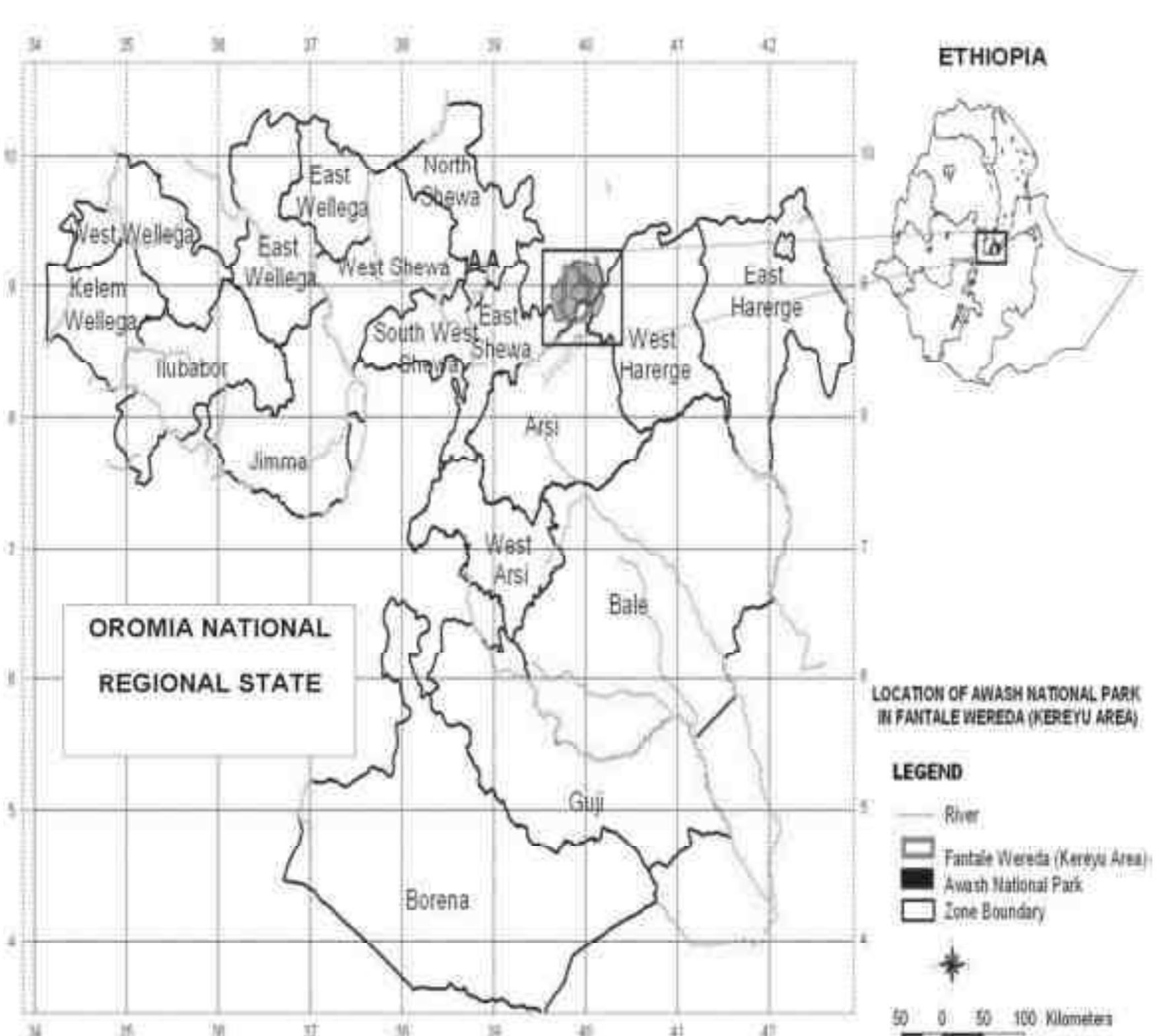 Location map of borena and karrayu in oromiya regional state