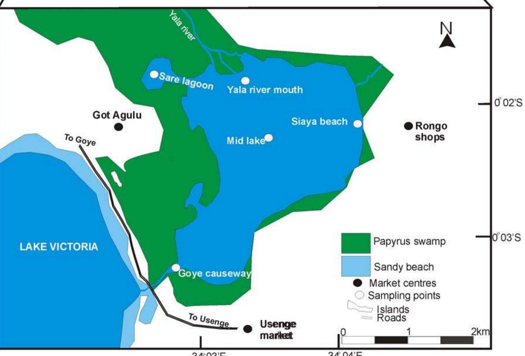 A map of lake sare showing its locationin relation to the