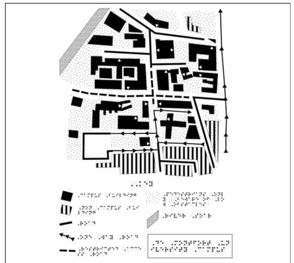 Campus map of dmu used to produce a tactile map. the key at