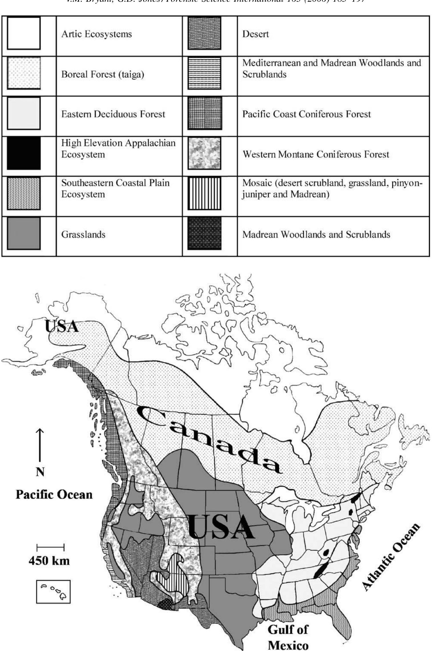 Simplified vegetational map of the united states of america