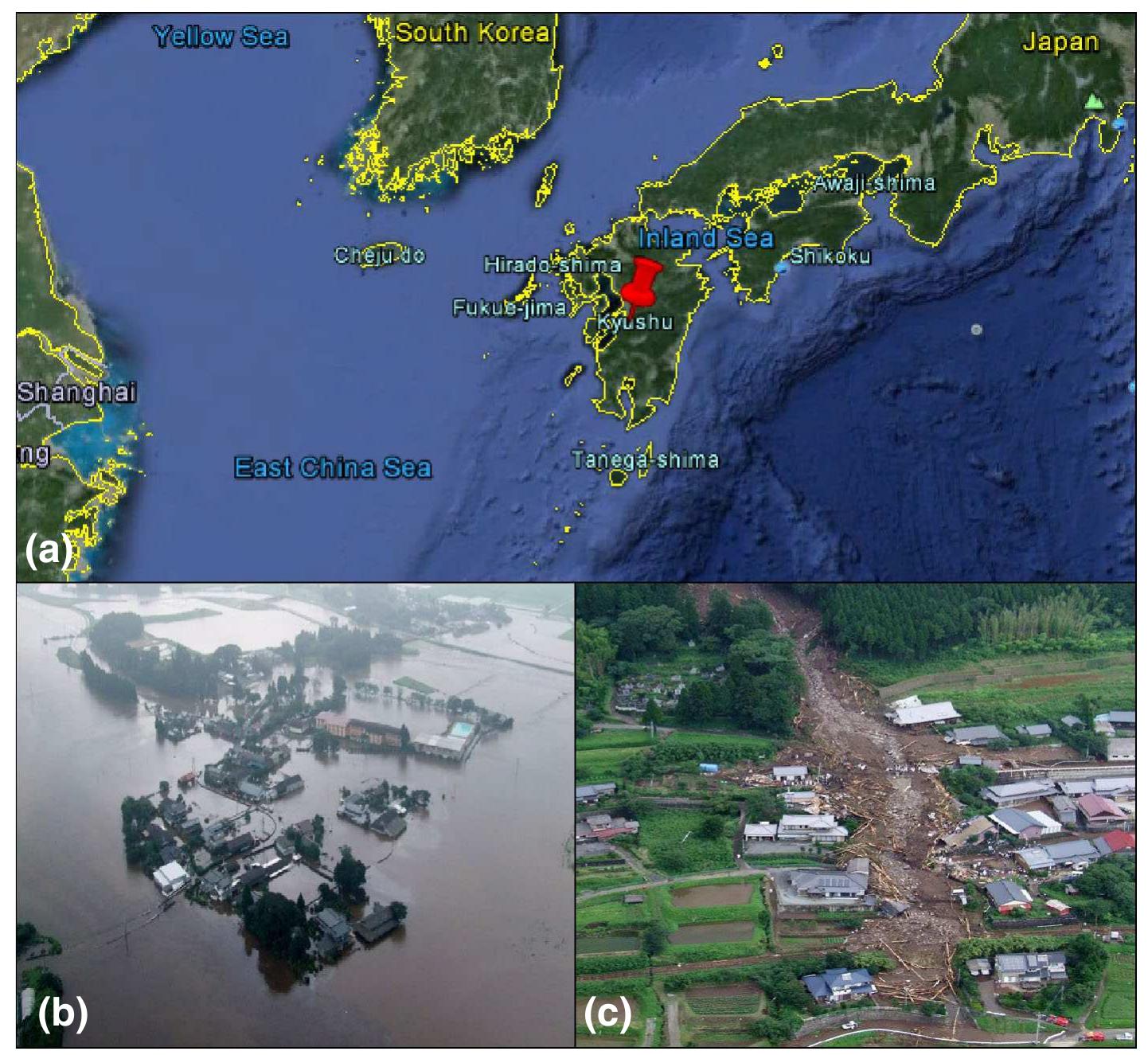 Kyushu’s flash floods: a map of kyushu island, from