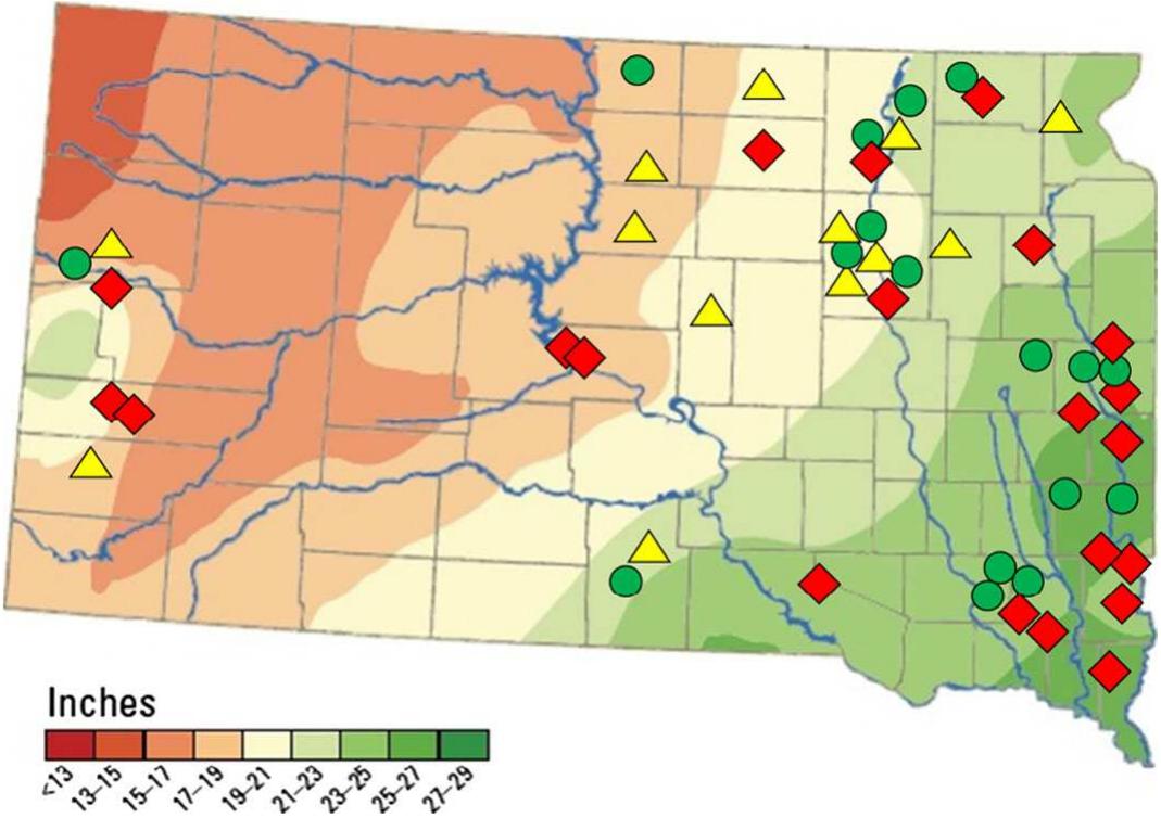 Map of south dakota indicating stakeholder participants from