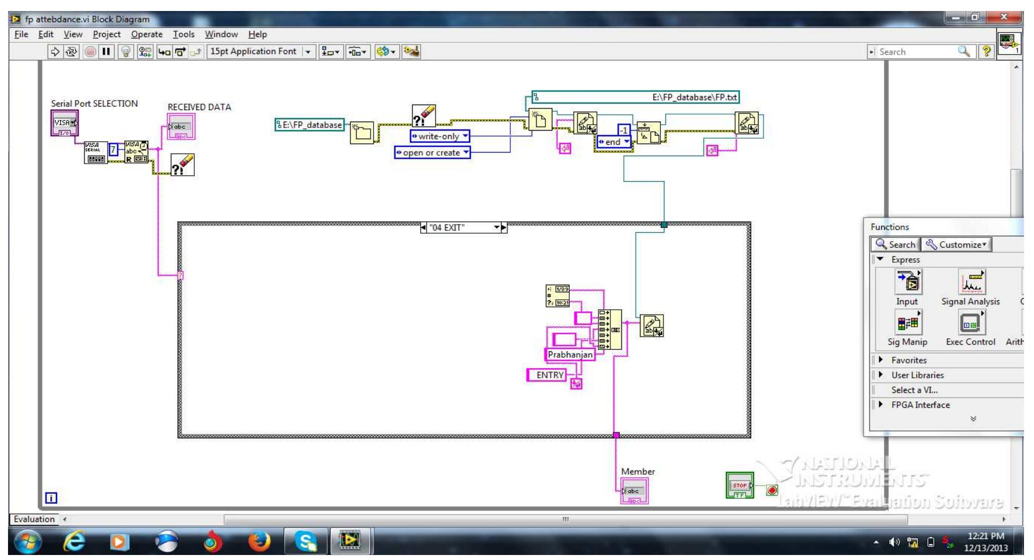 A back panel design of labview database storage.