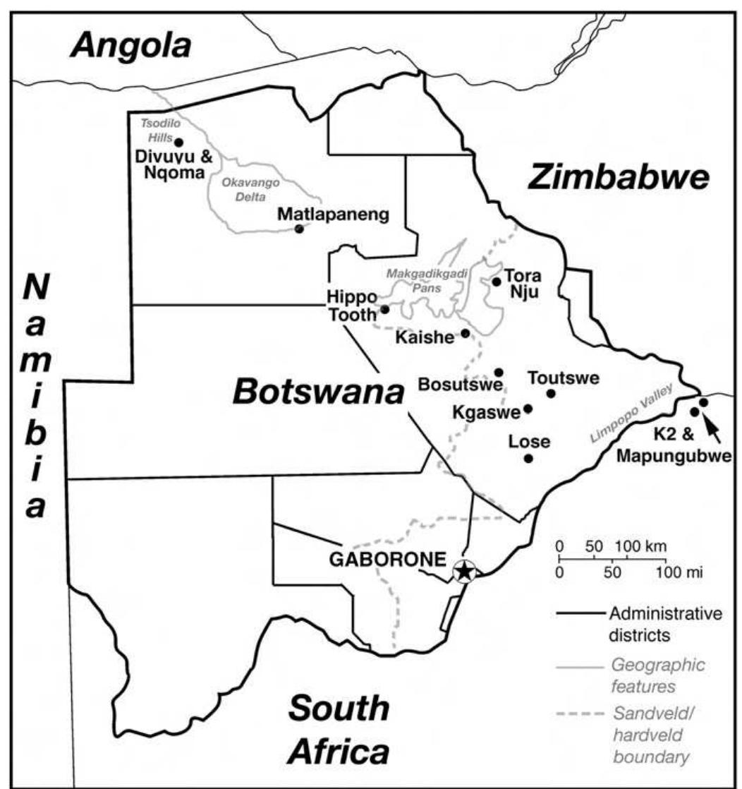 Location of bosutswe and other archaeological sites