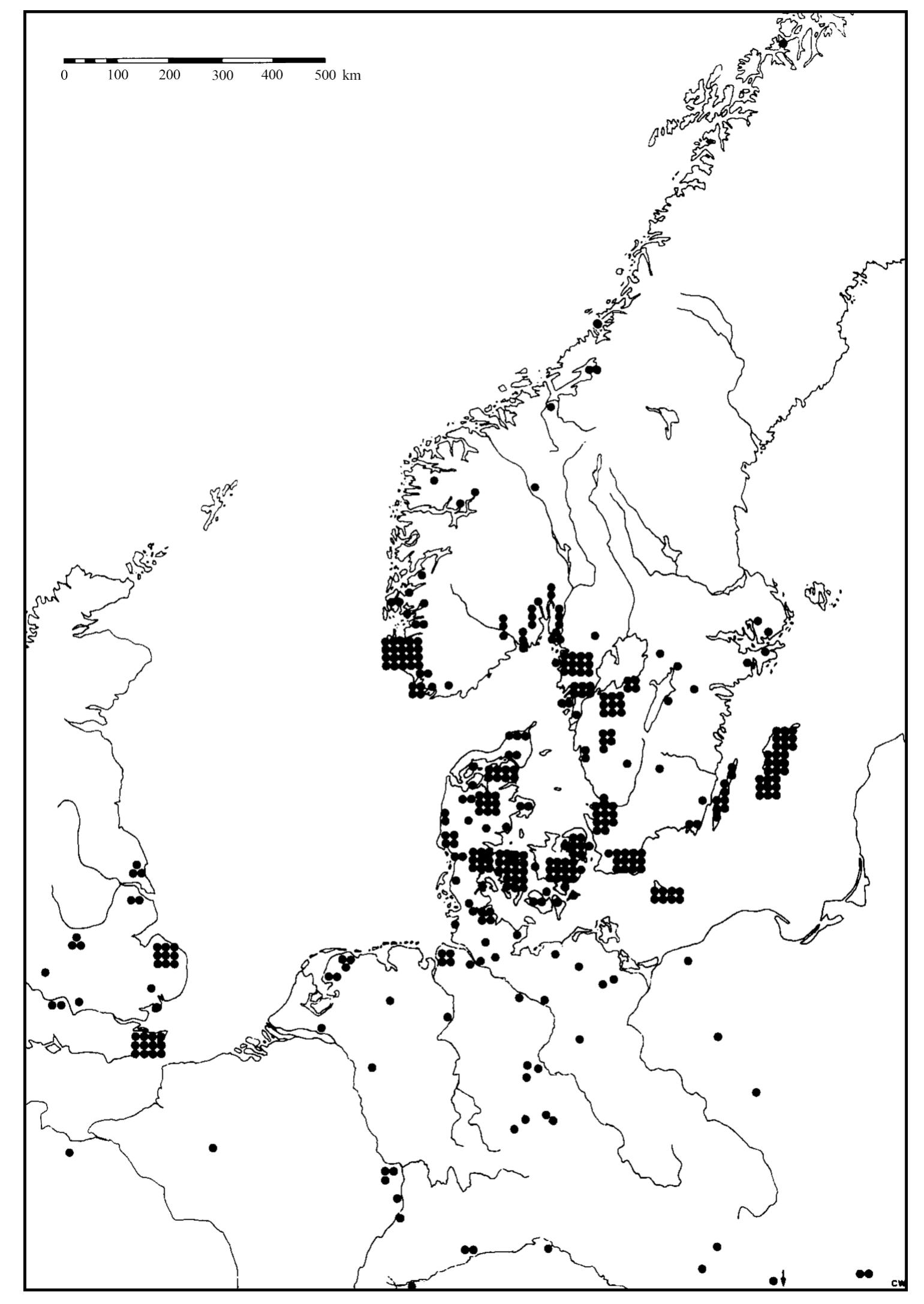 Simplified distribution map of bracteate finds (after axboe