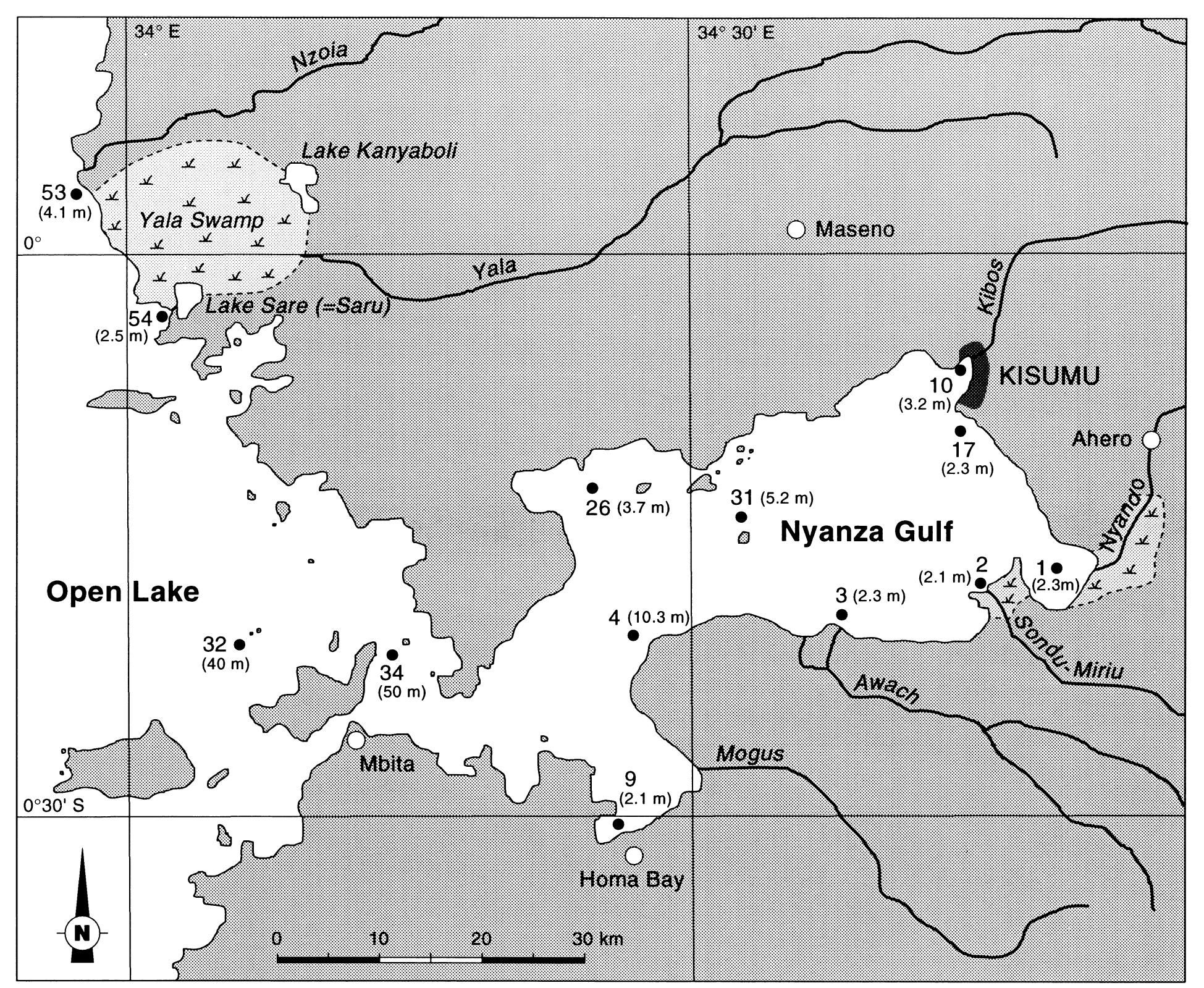 Map showing the positions of the sampling stations in the