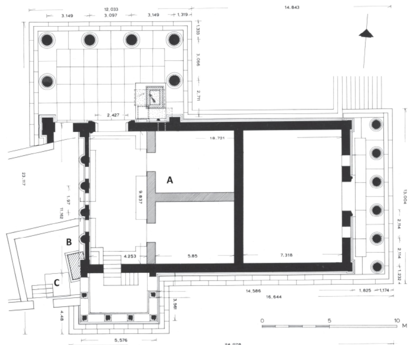 Reconstructed plan of the erechtheion. a. hypothetical