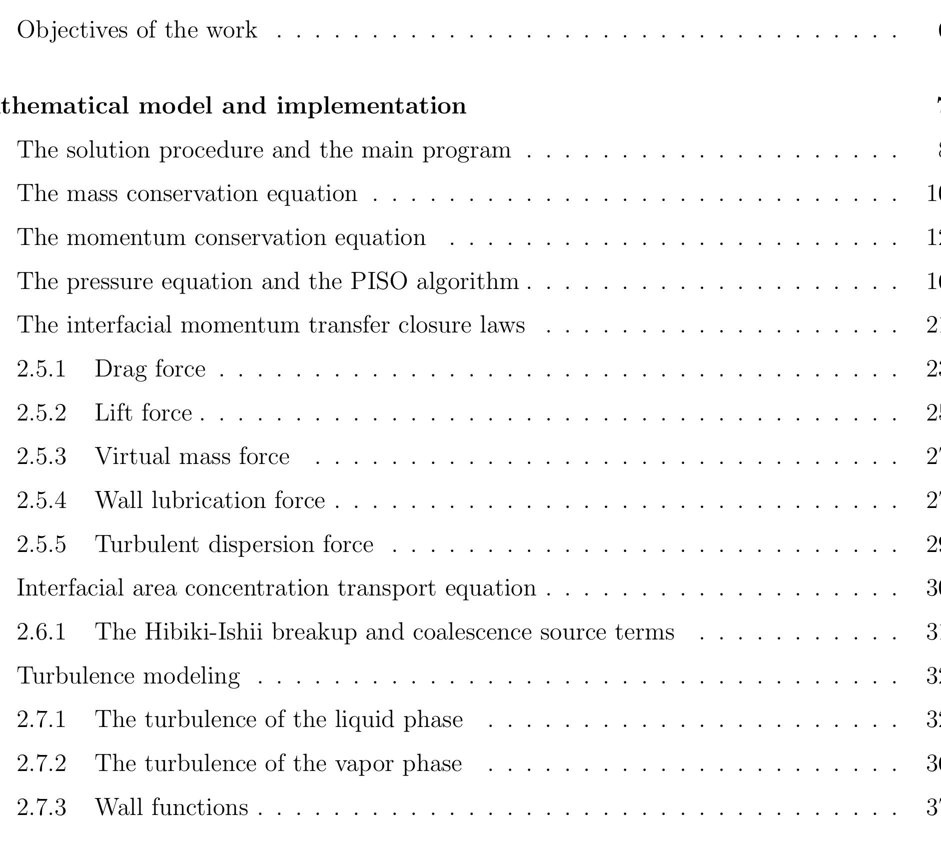 Table 1 - Development and validation of a two-phase CFD