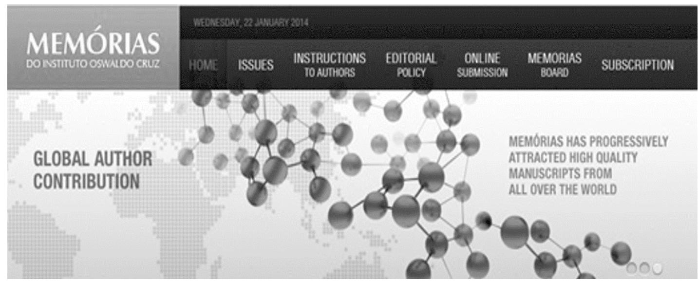 Homepage of memérias do instituto oswaldo cruz in 2014