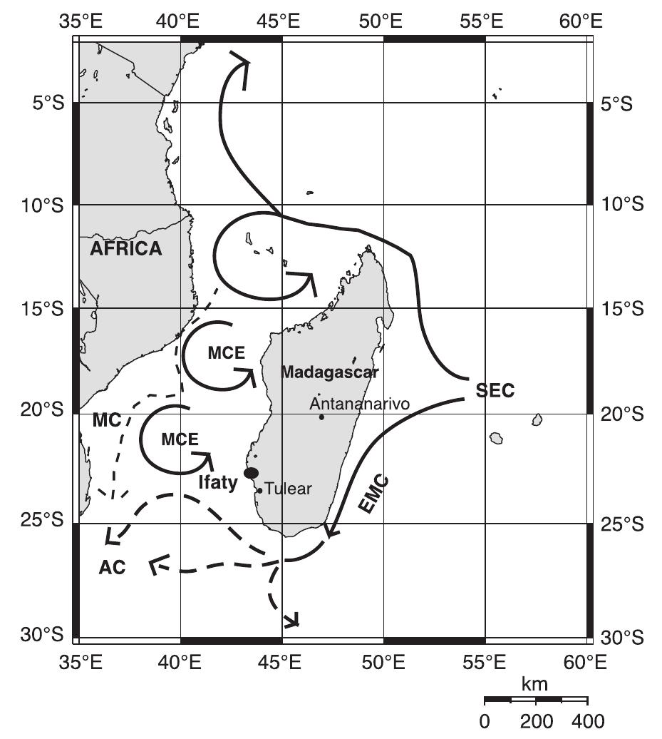 Map of the southwestern indian ocean with the location of
