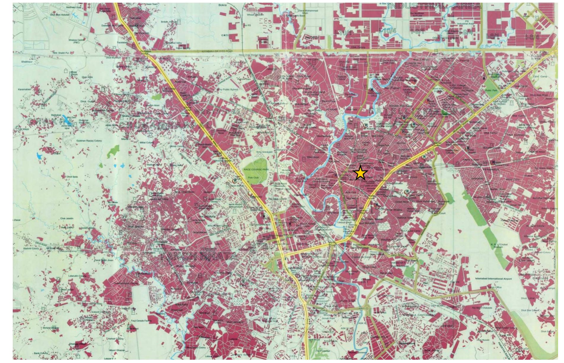 Portion of the rawalpindi guide map showing the historic