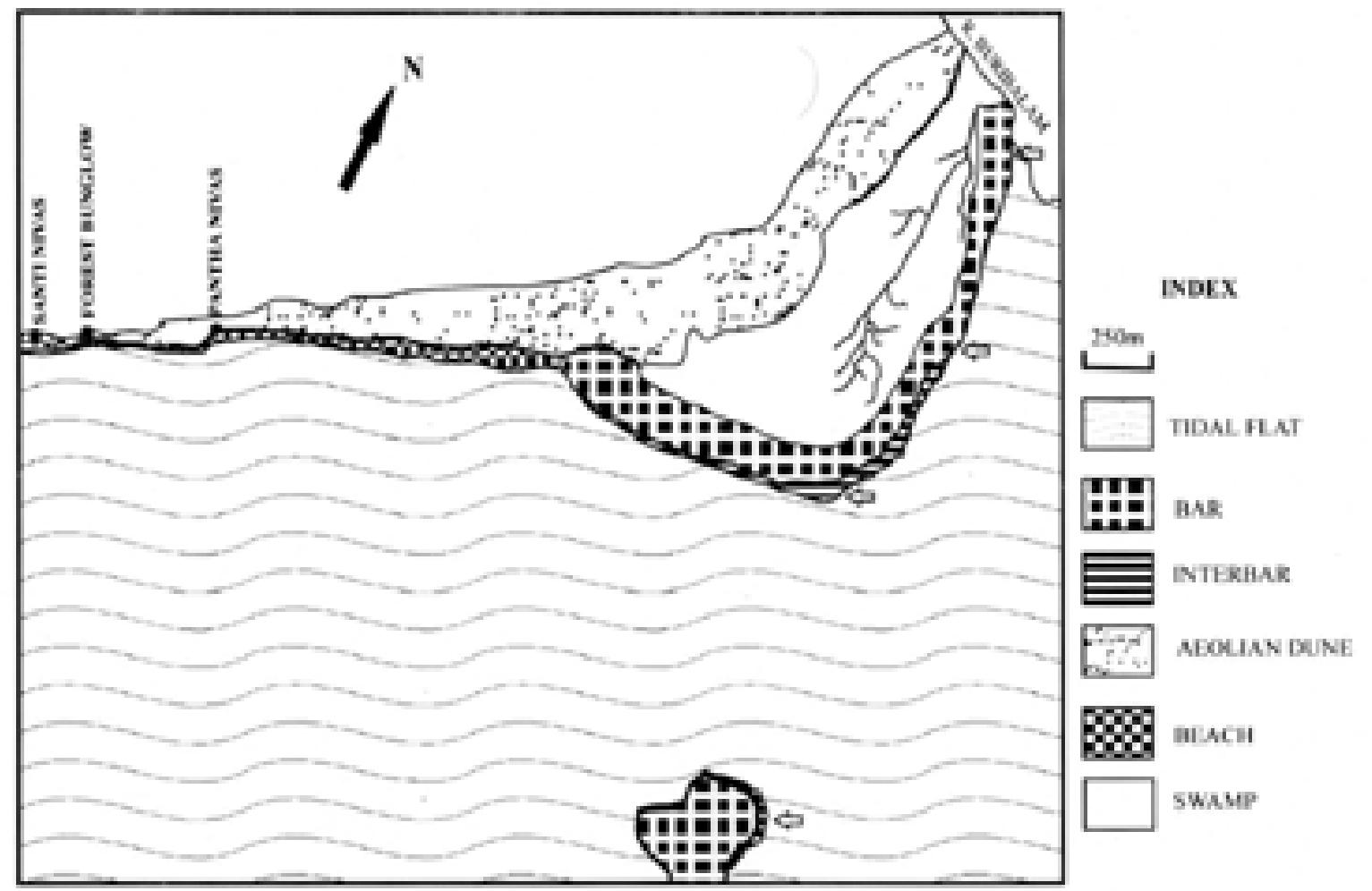 Facies map showing major geomorphic units at chandipur.