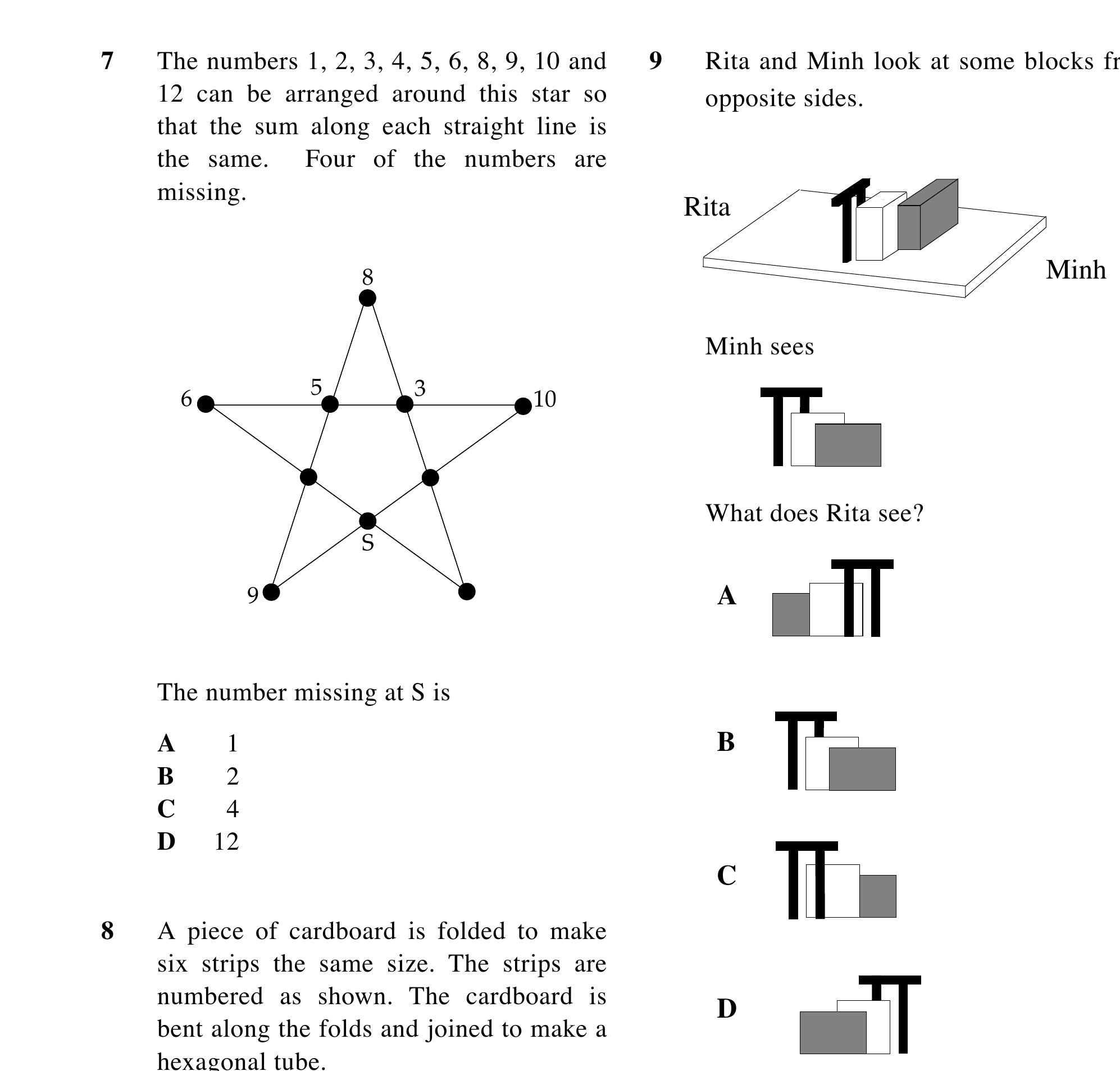 Figure 1 - Selective School Maths Test Paper 1
