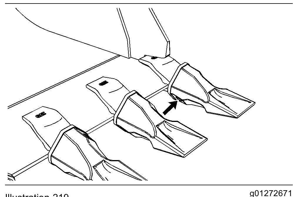 Check the bucket tips for wear. if the bucket tip has a