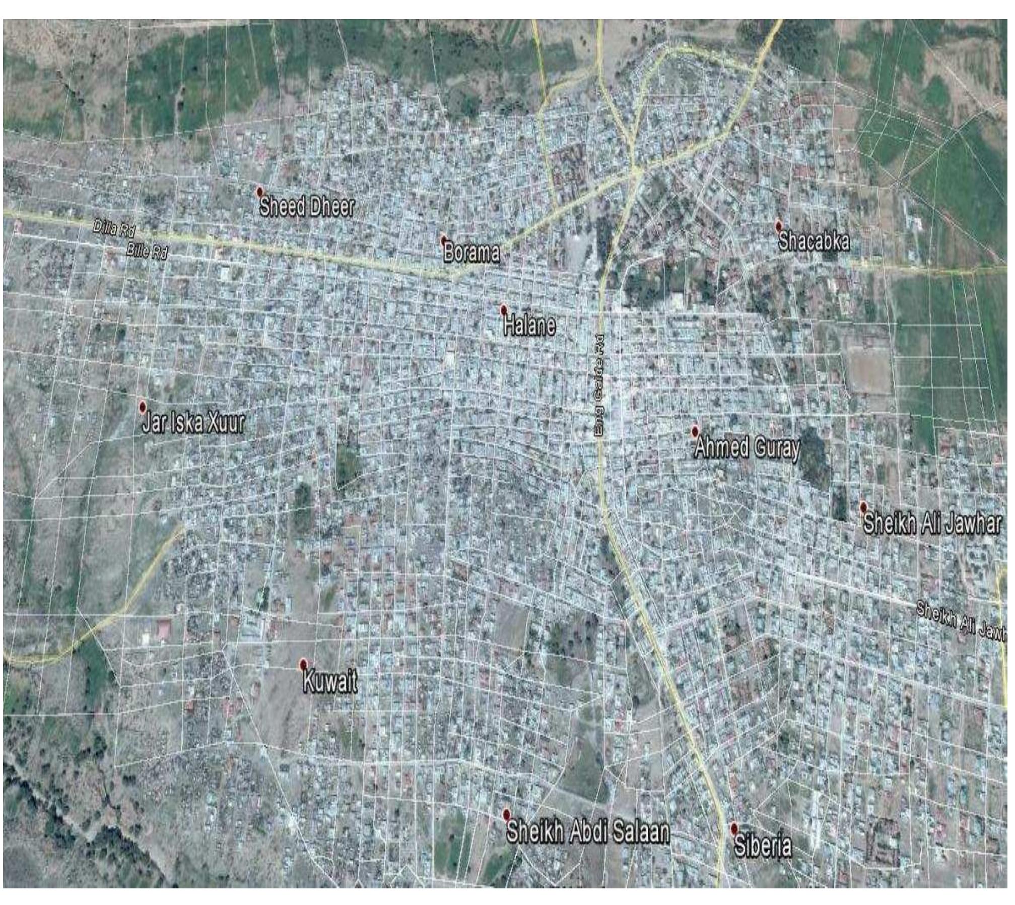 Map of borama town