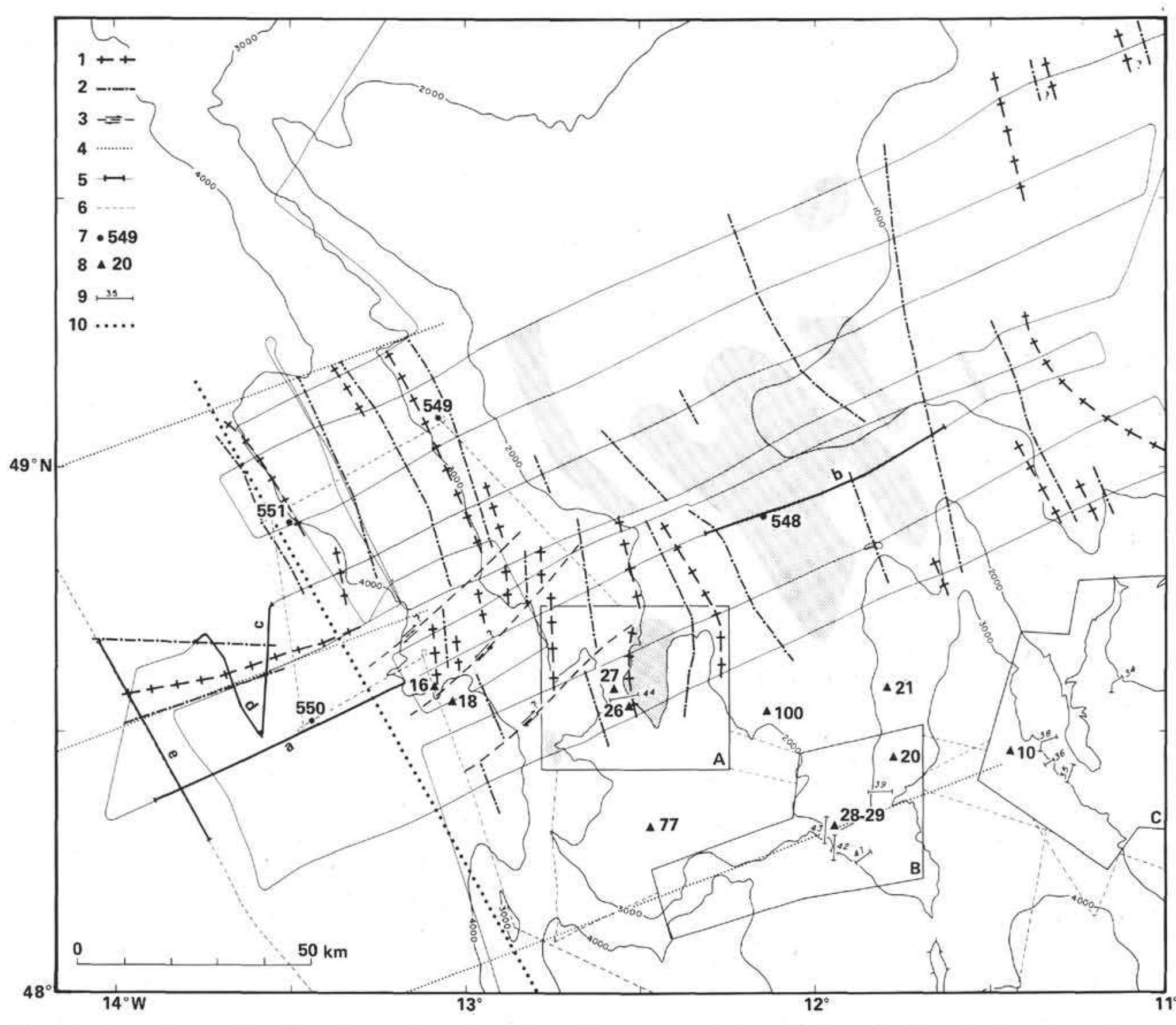 Structural map of the goban spur continental margin,