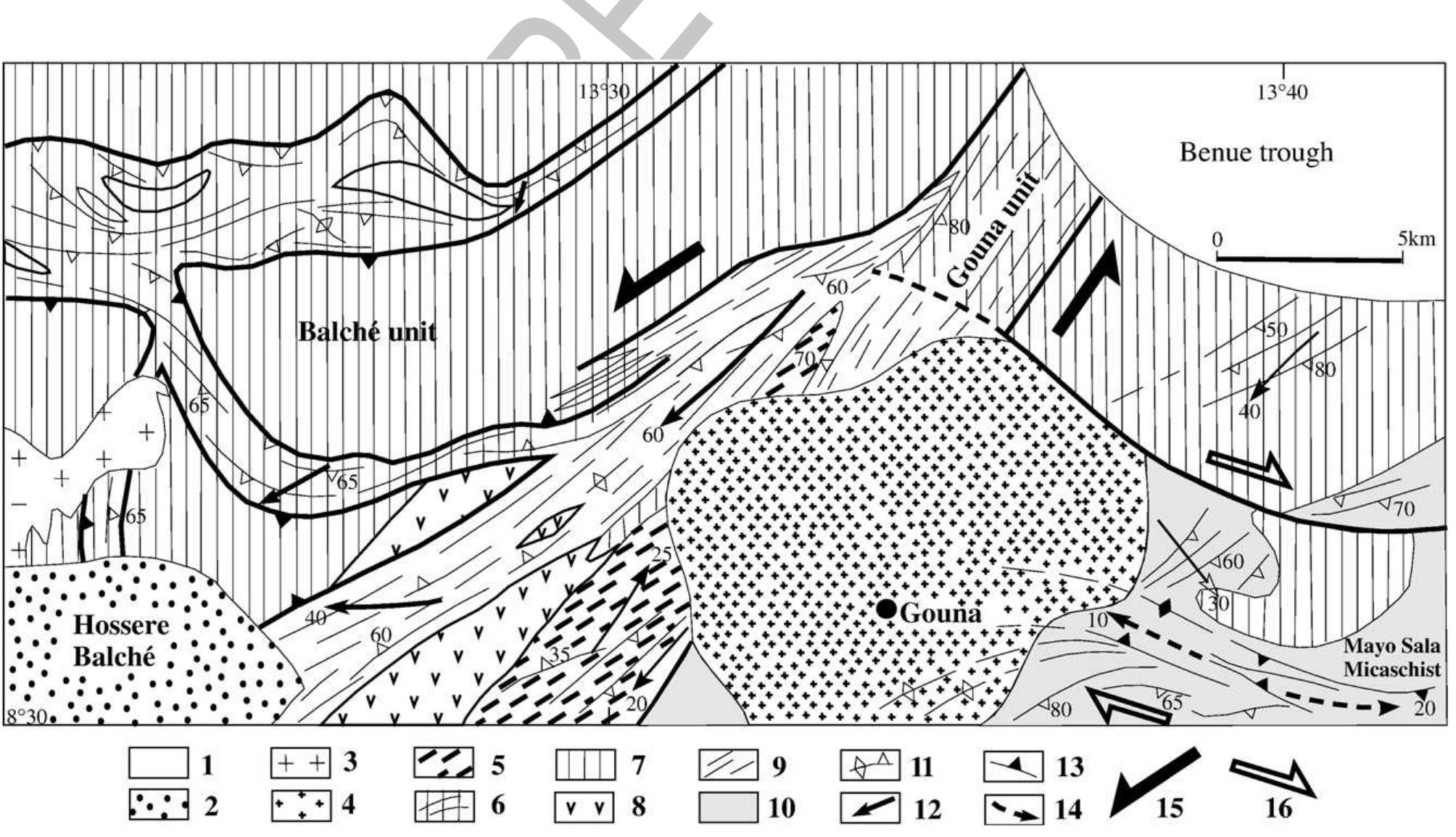 Detailed structural map of the balche shear zone (see