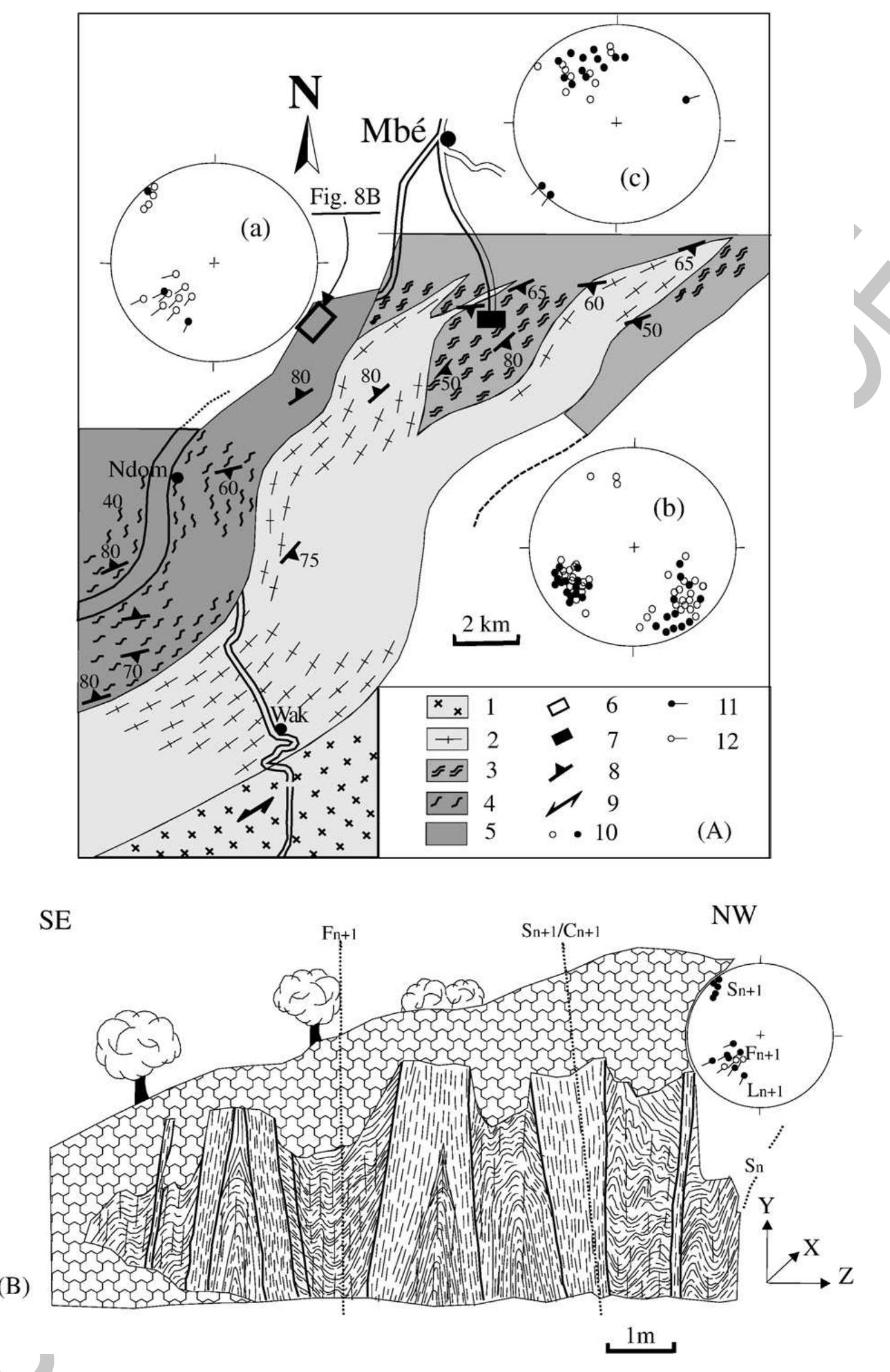 (a) structural map of the bnmb shear zone at mbe (see