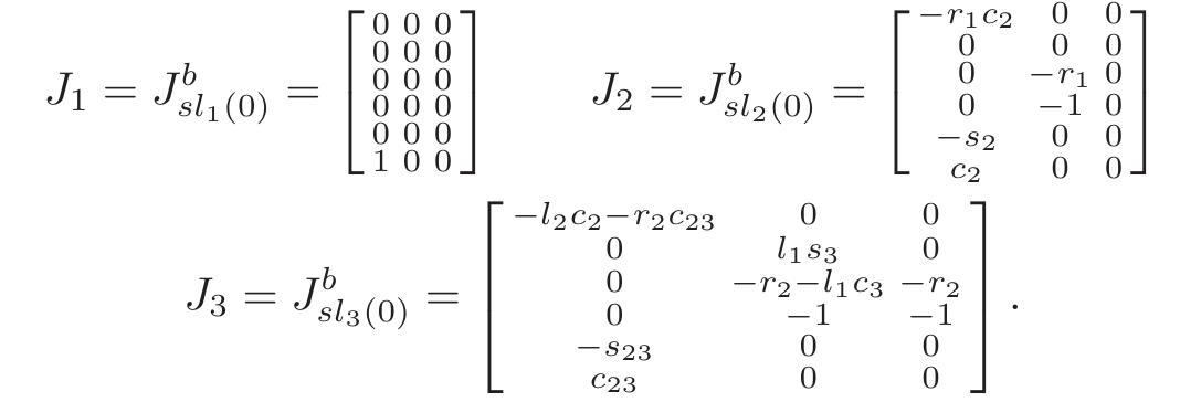 The inertia matrix for the system is given by to compute the
