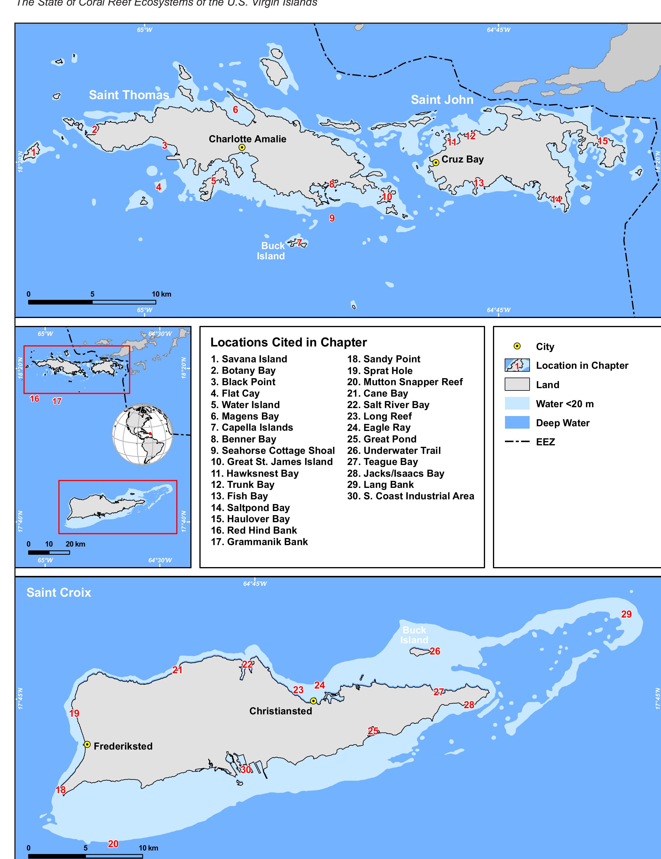 1. map of the u.s. virgin islands showing locations