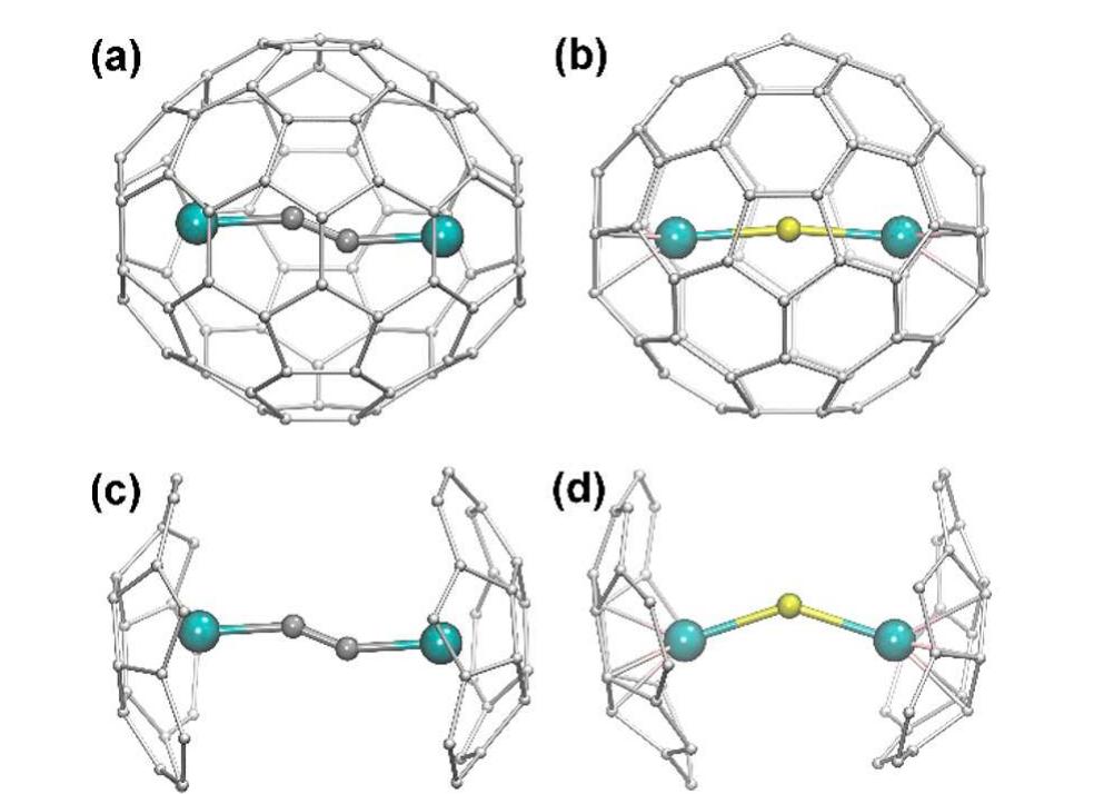 Dft-optimized molecular structures of (a) ti,c,@c7s, (b)