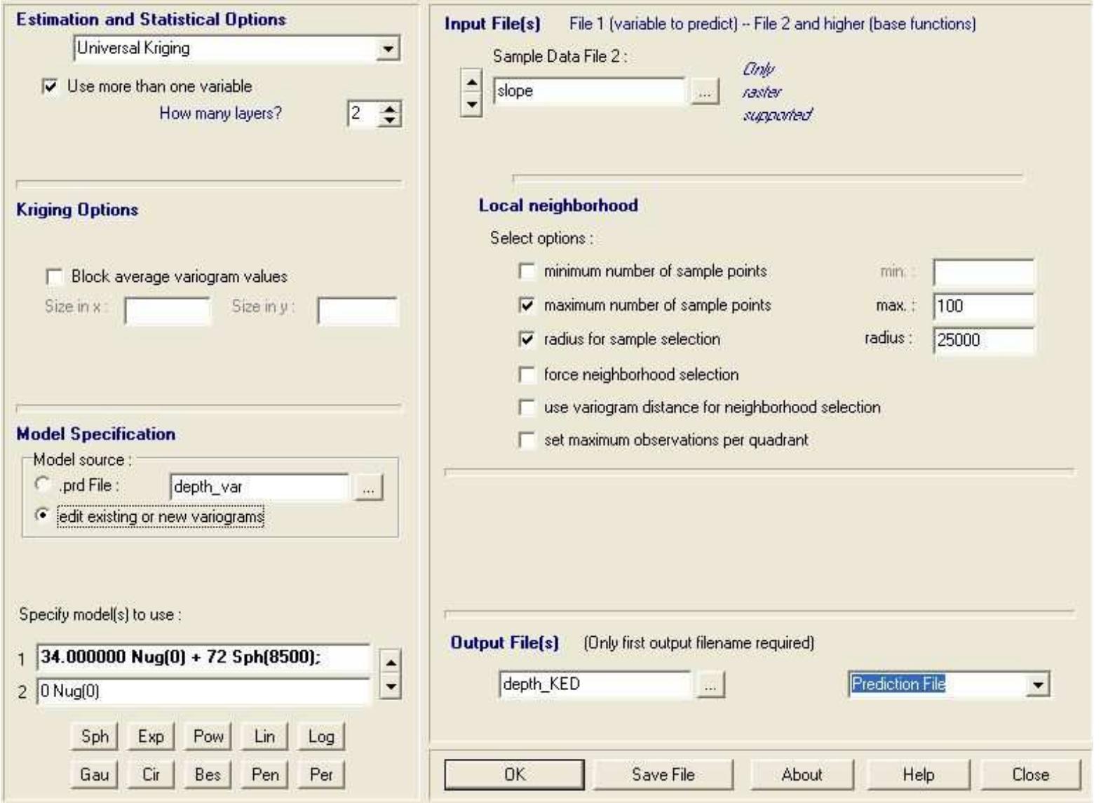 Derive the semivariances using a point map, save them and