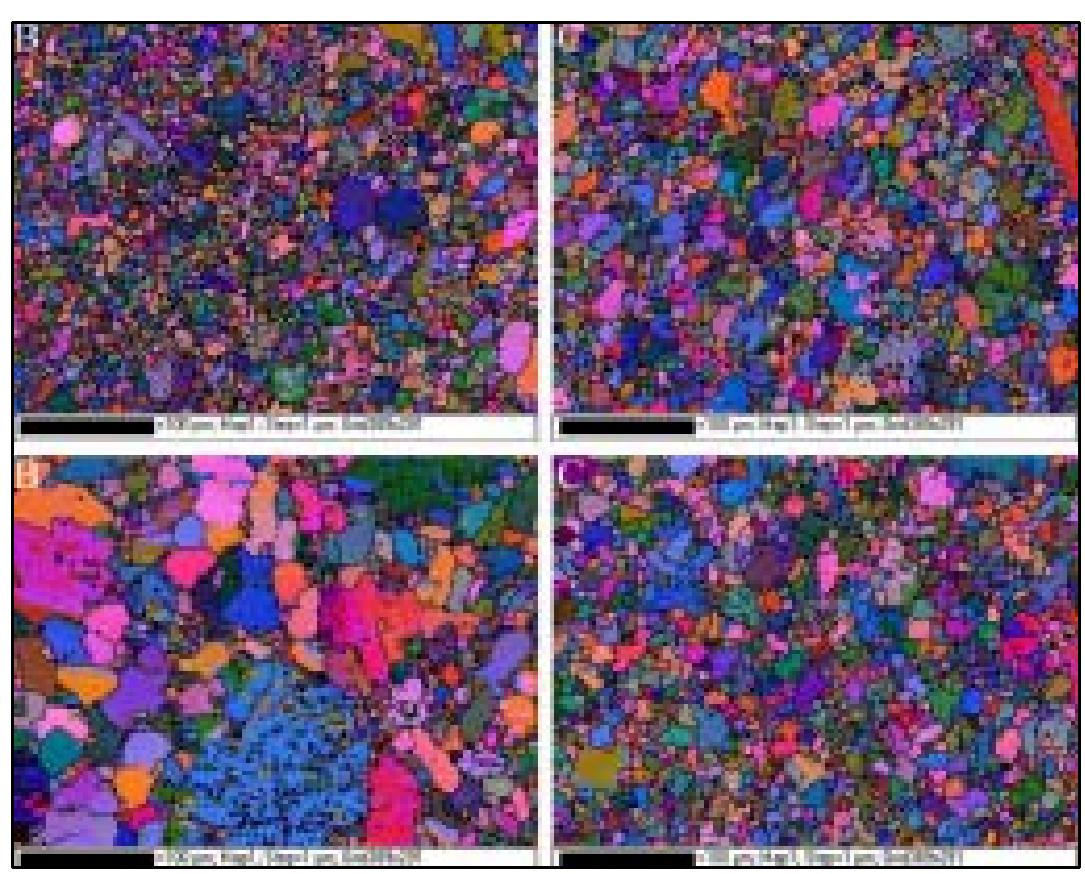 - upper left: subsurface area grain map, position b. lower