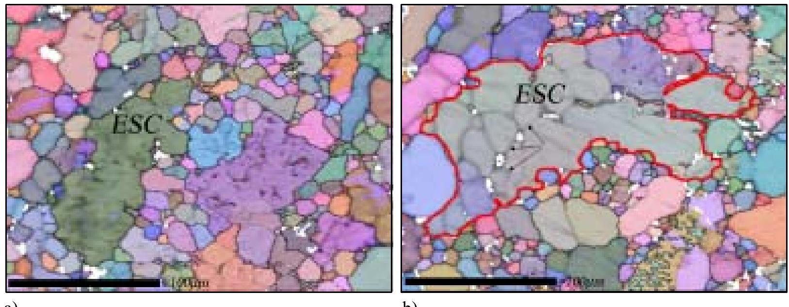 Grain orientation maps obtained from ebsd measurements in