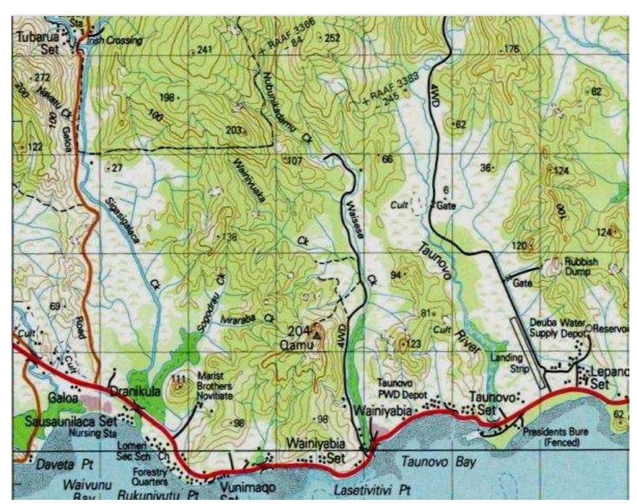Map of navua showing the location of qamu. (source: map