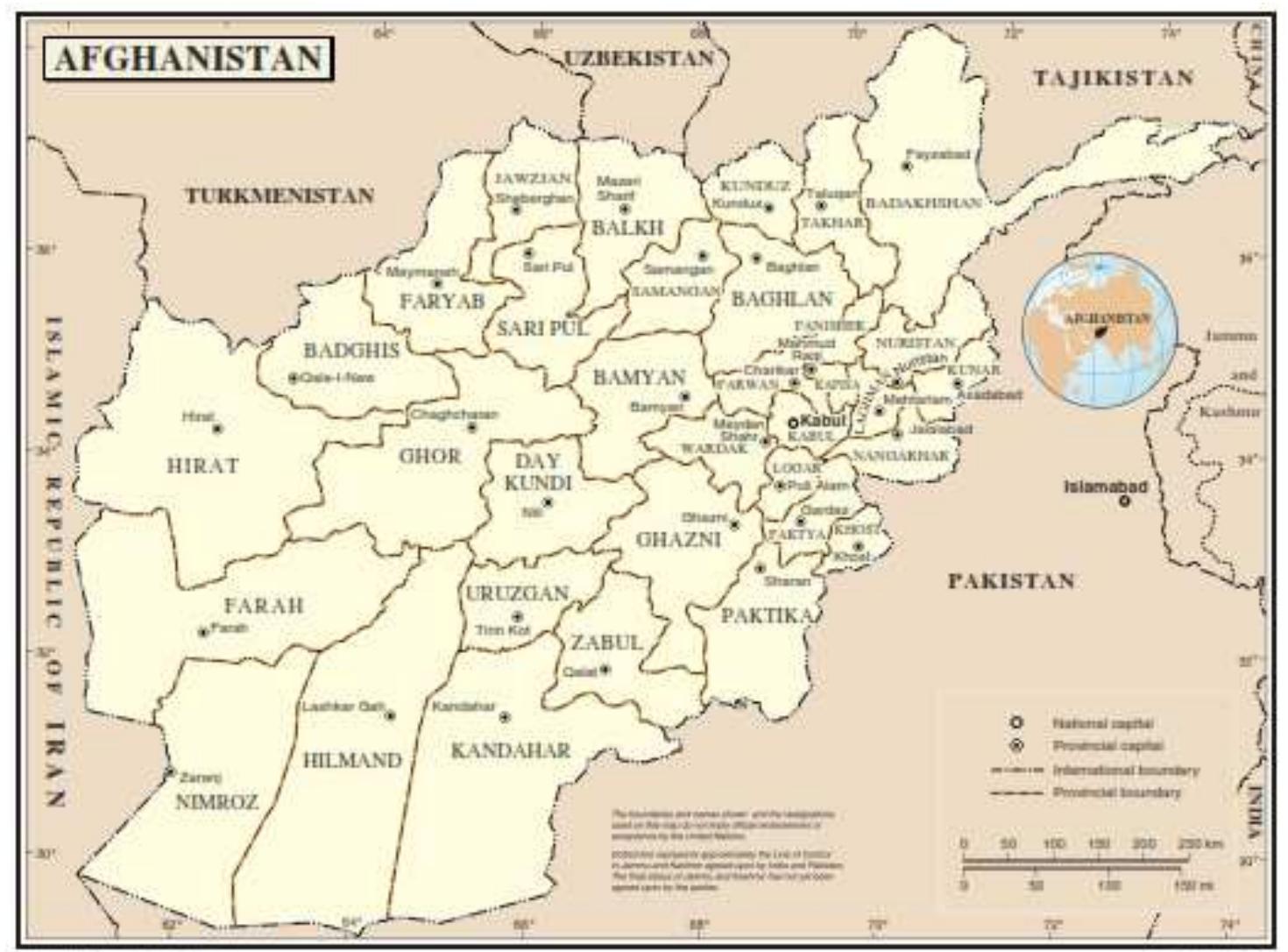 1: political map of afghanistan (2009: source: department of
