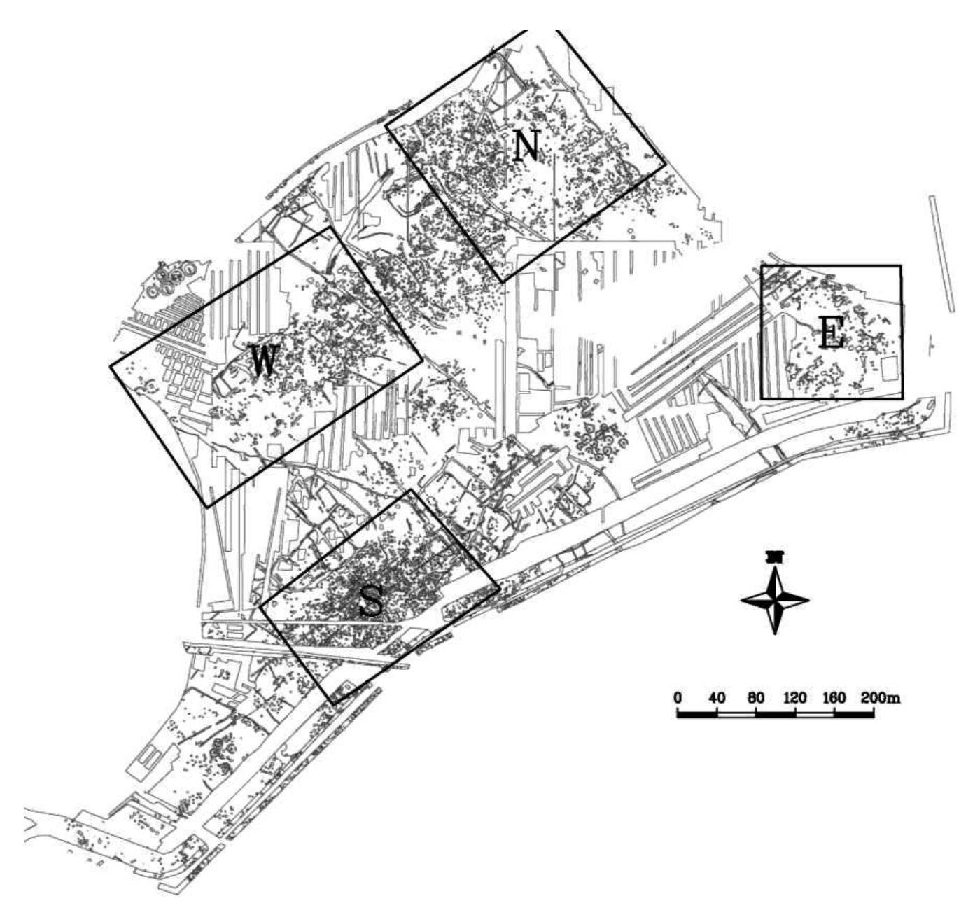Map of the site indicating the pottery kilns. figure 2. map