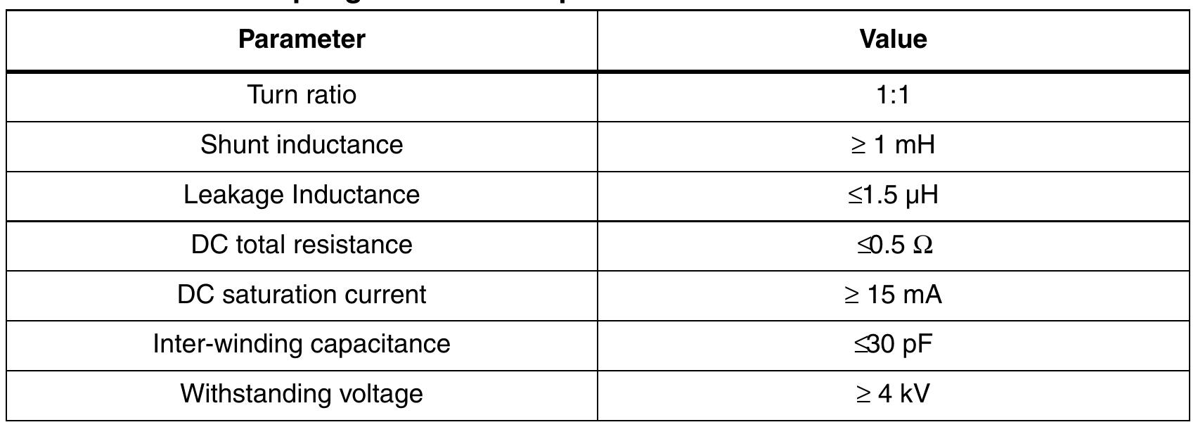 Ole 4. line coupling transformer specifications