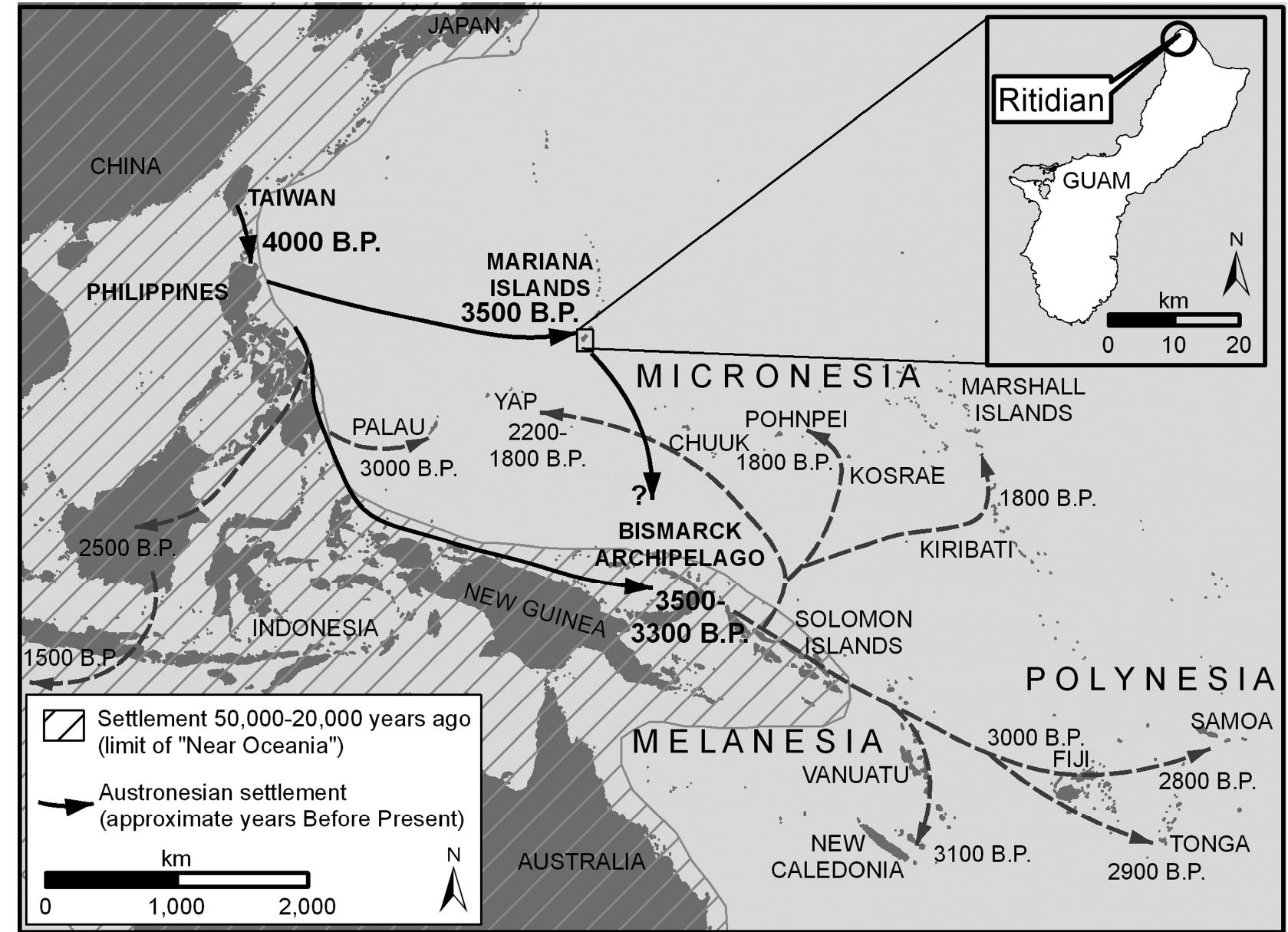 : map of asia-pacific region, with inset showing ritidian in