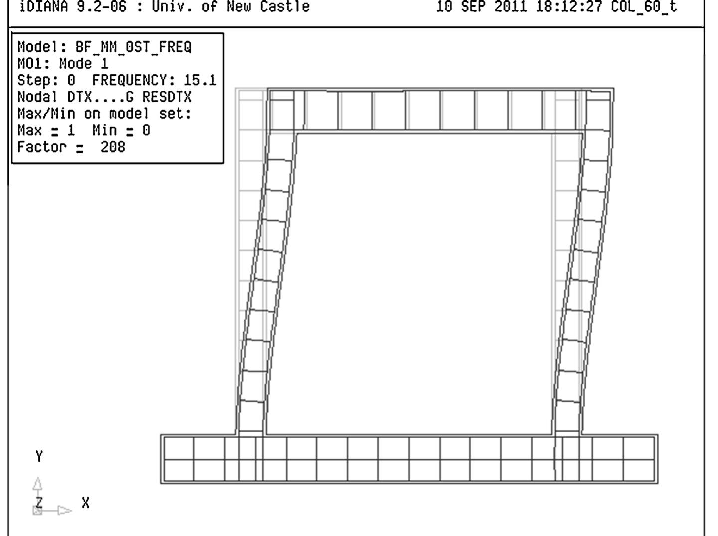 - first mode shape for the bare frame.