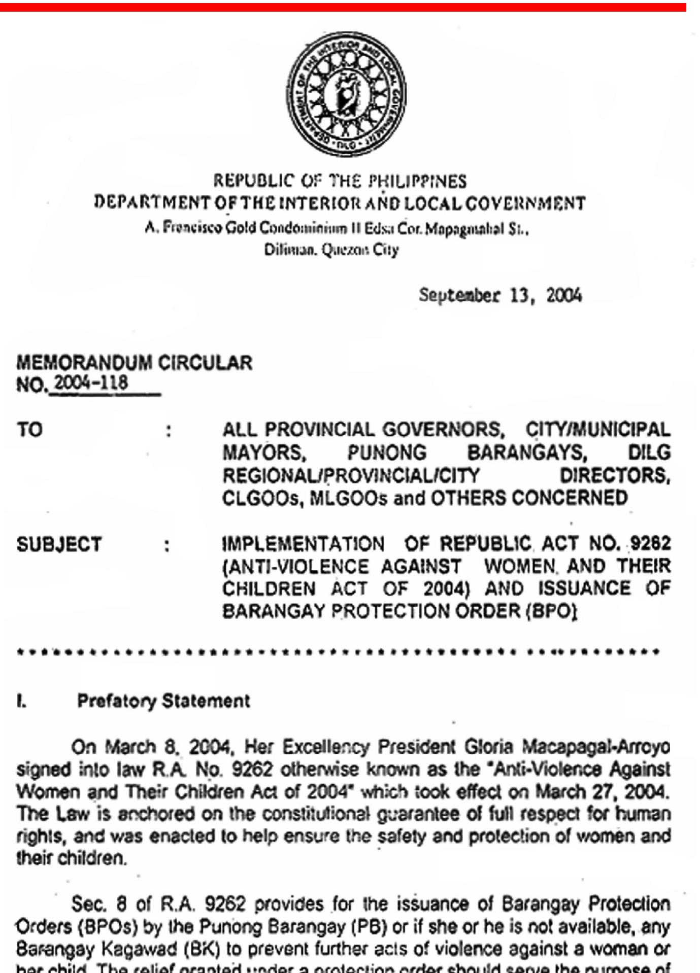 (PDF) PRIMER ON BARANGAY PROTECTION ORDER