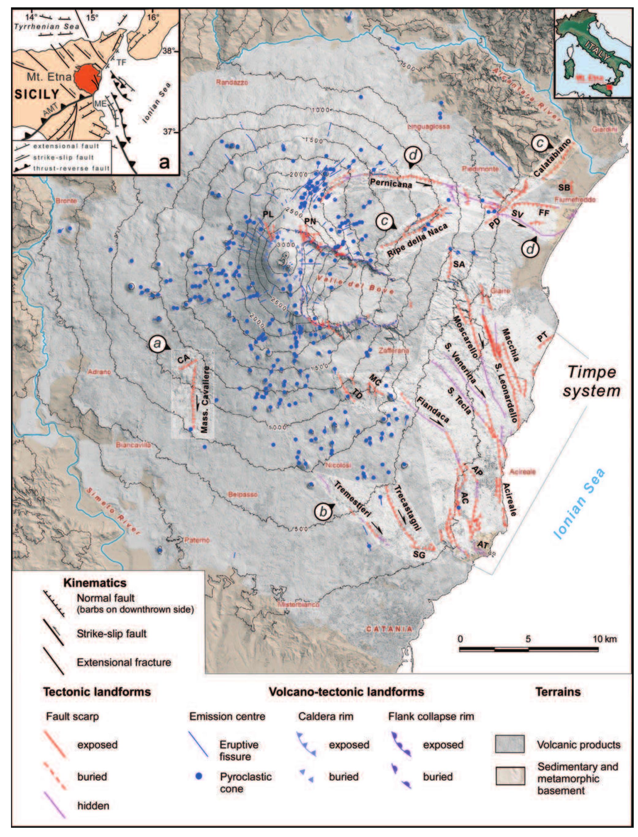 Figure 2 - The volcano-tectonic map of Etna volcano,
