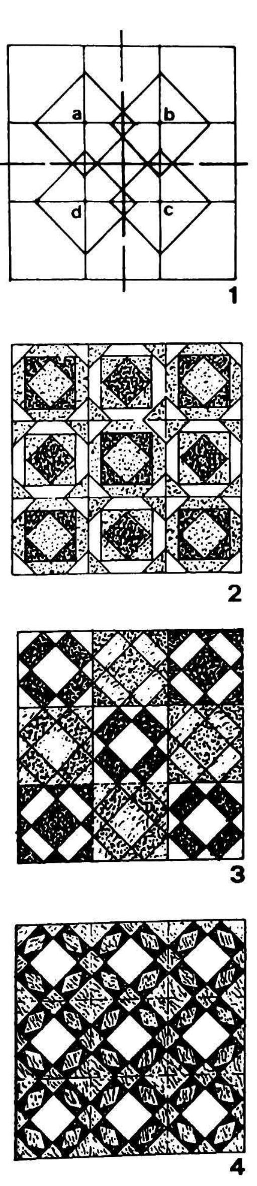Opus sectile patterns, based on a scheme of rotated squares