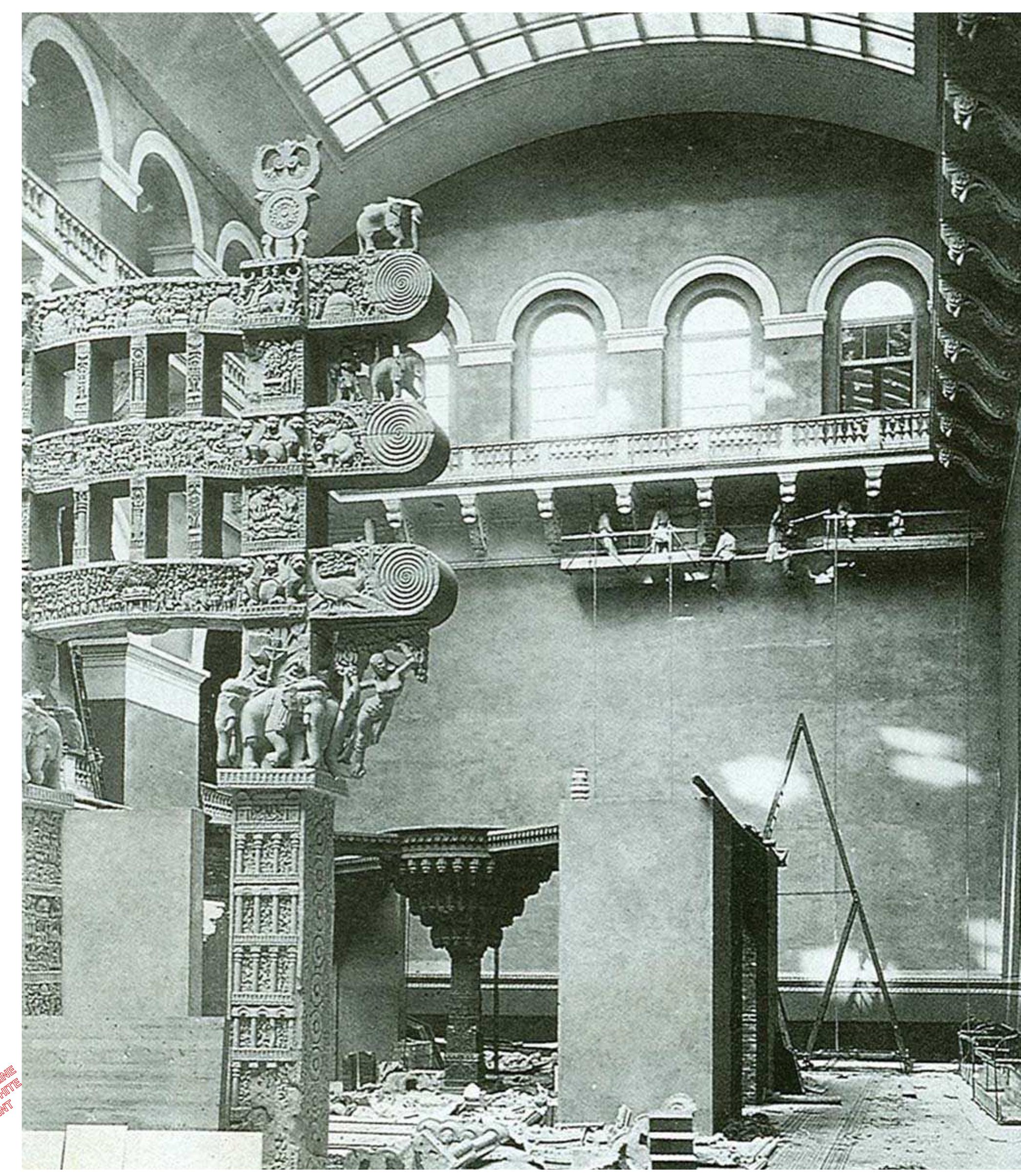 9. plaster cast of the eastern gateway of the sanchi stupa