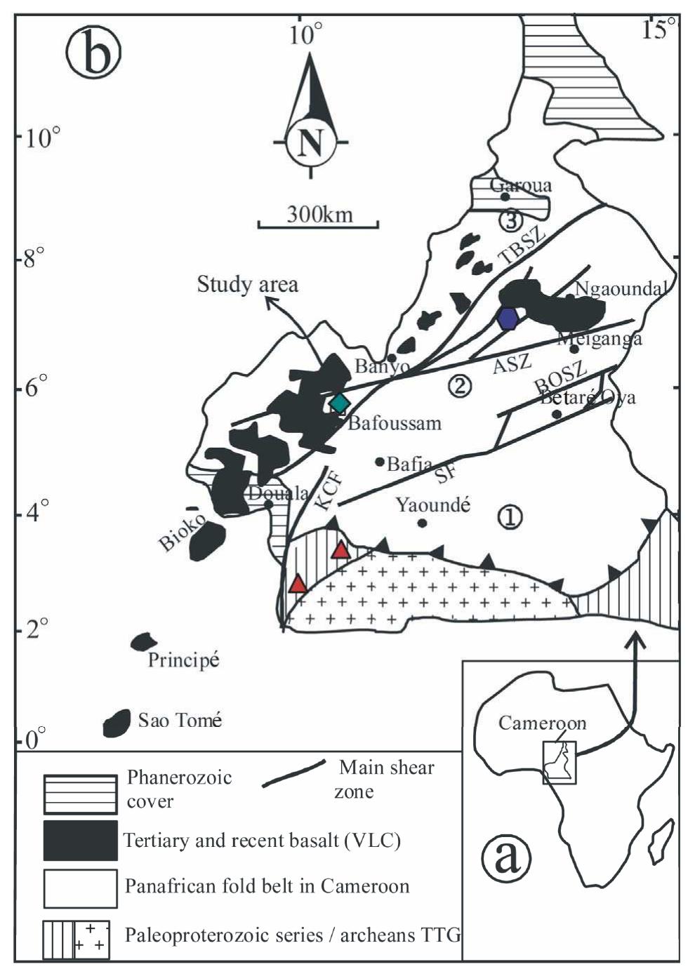 Simplified geological map of cameroon showing the main