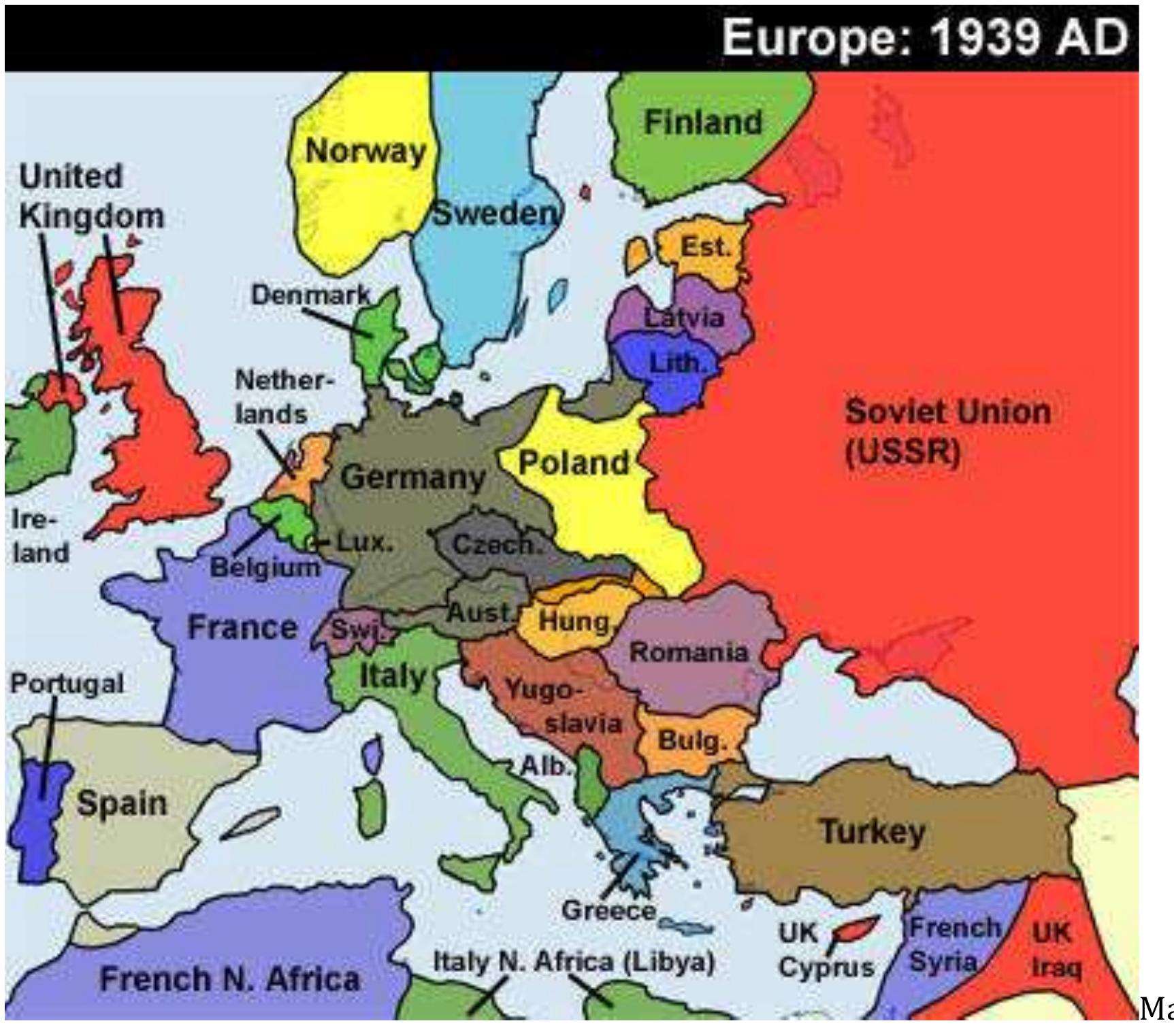 World War 2 Map 1939
