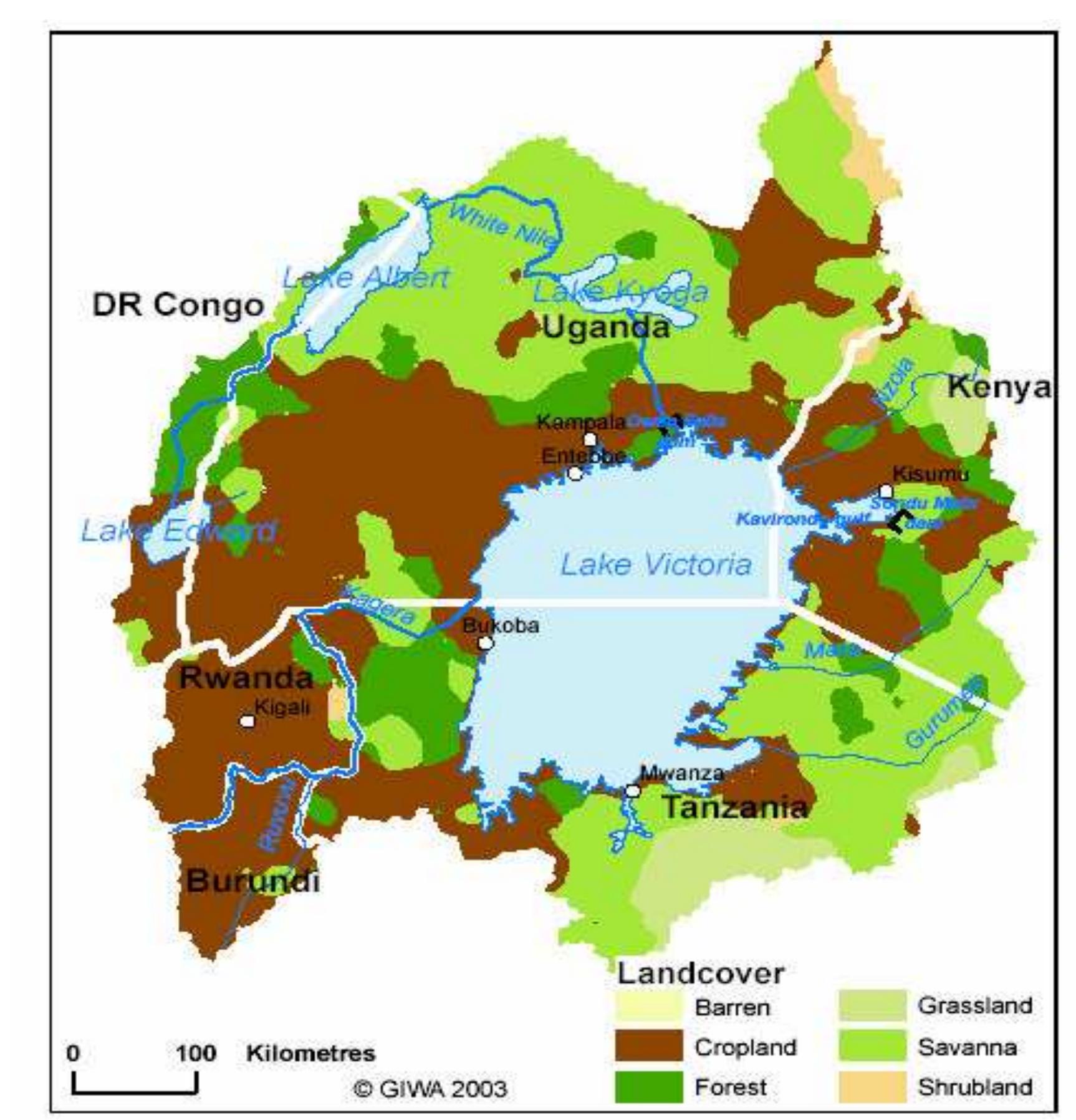 1 map of lake victoria basin showing the land cover (adapted