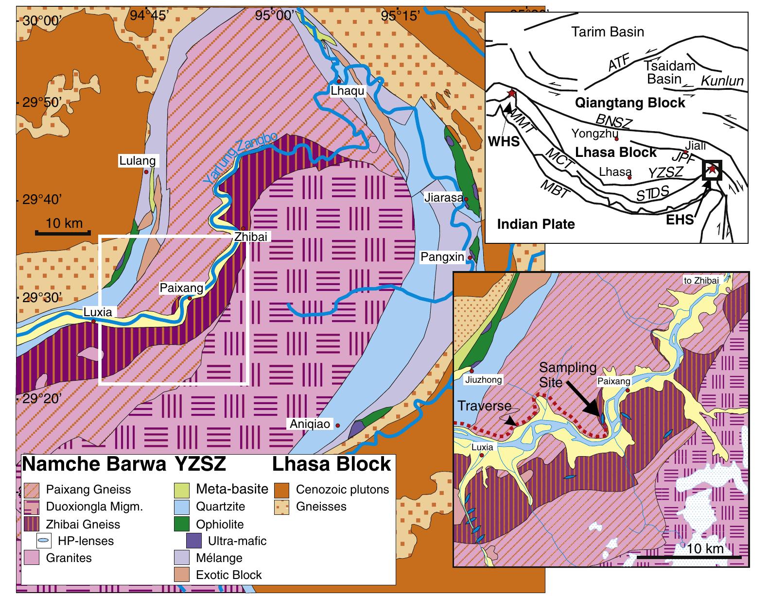 Lithotectonic map of the namche barwa antiform (nba)