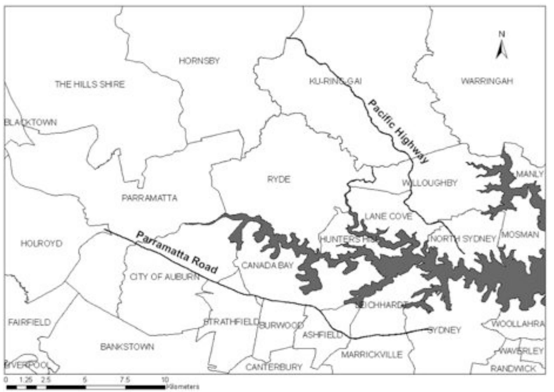 Map of inner metropolitan area showing the lengths of