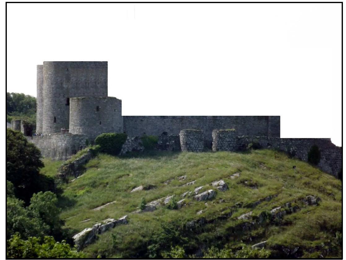 , harlech castle from the north, as it might have appeared